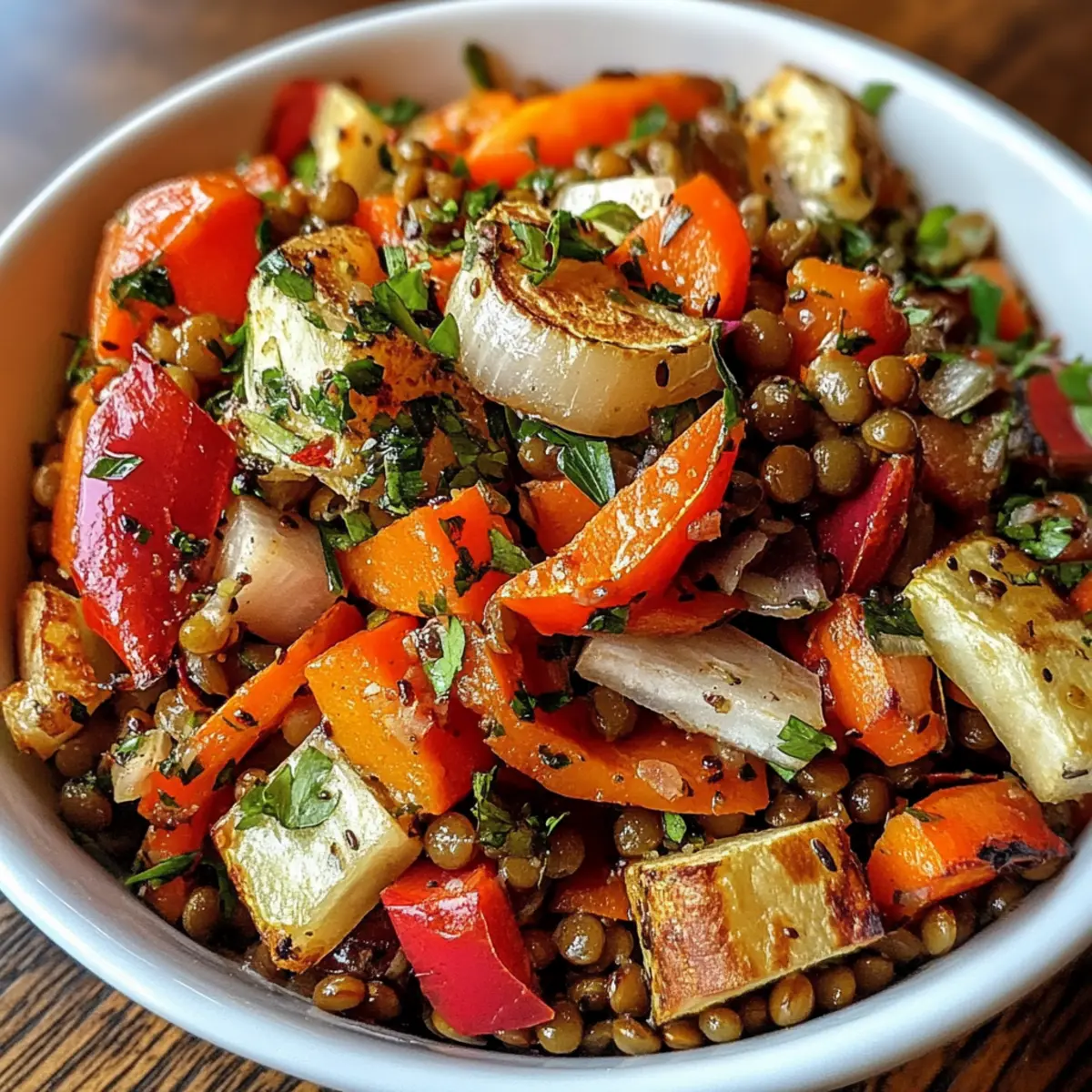 Ultimate Delicious Crispy Roasted Vegetable & Lentil Salad